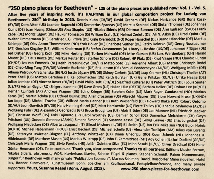 Anthony Halliday | 250 piano pieces for Beethoven